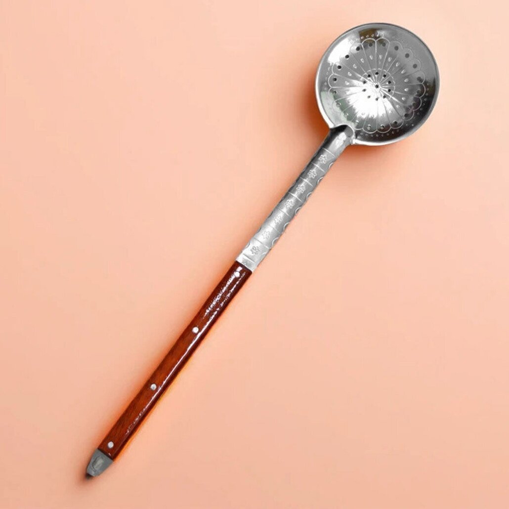 Шумовка для казана 60см из нержавеющей стали, усиленная ручка, антискользящее покрытие