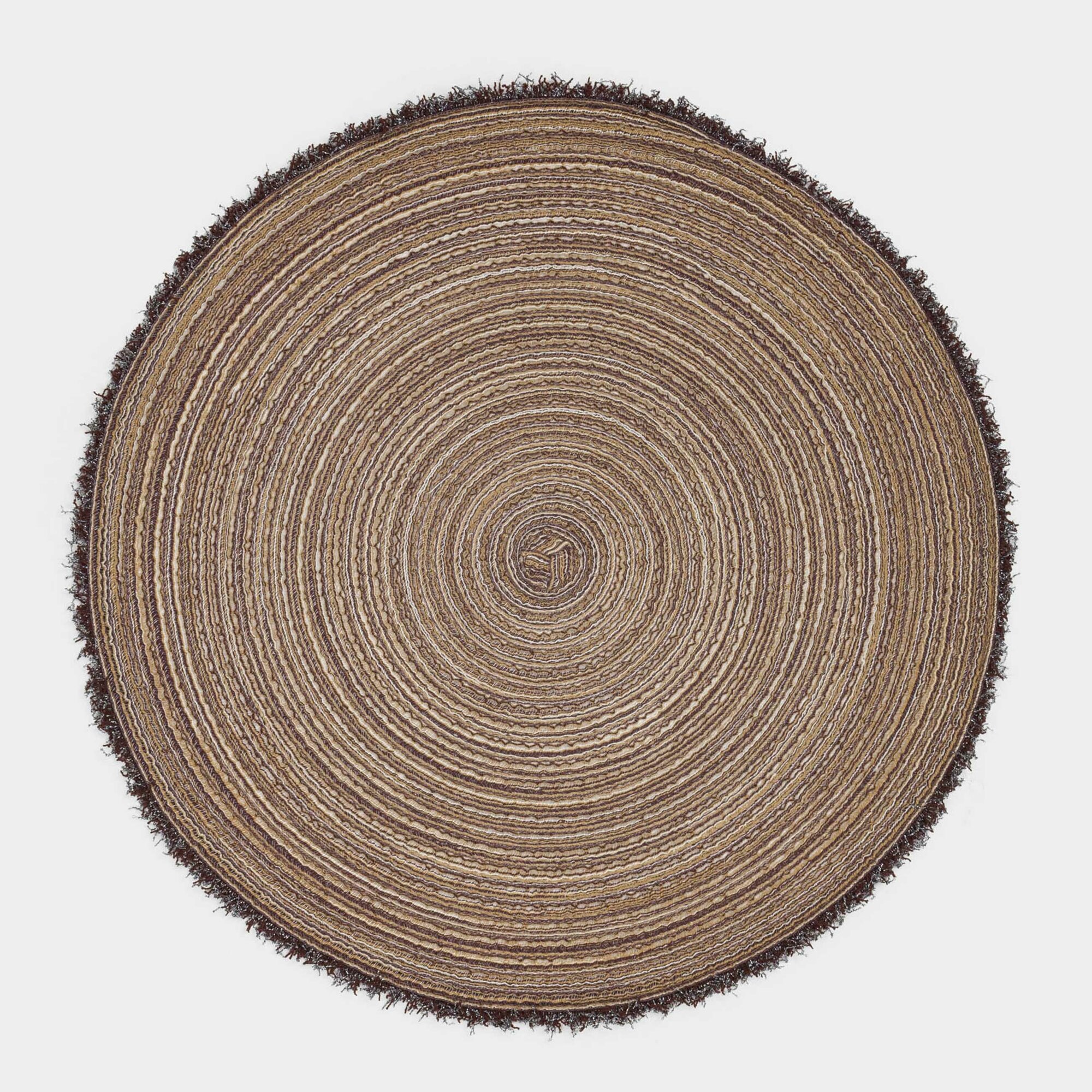 Салфетка под приборы, 38 см, с бахромой, полиэстер, круглая, коричневая, Rotary, Kuchenland