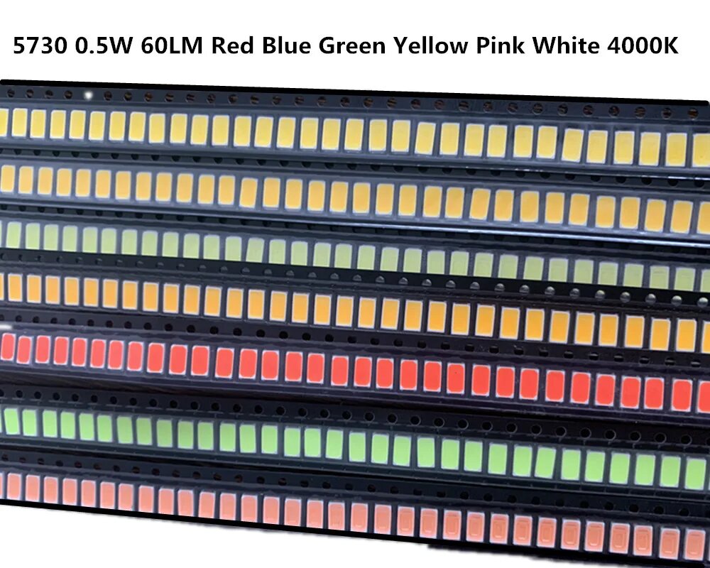 Светодиодные чипы SMD 5730 зеленые 0,5Вт 3В 10000К
