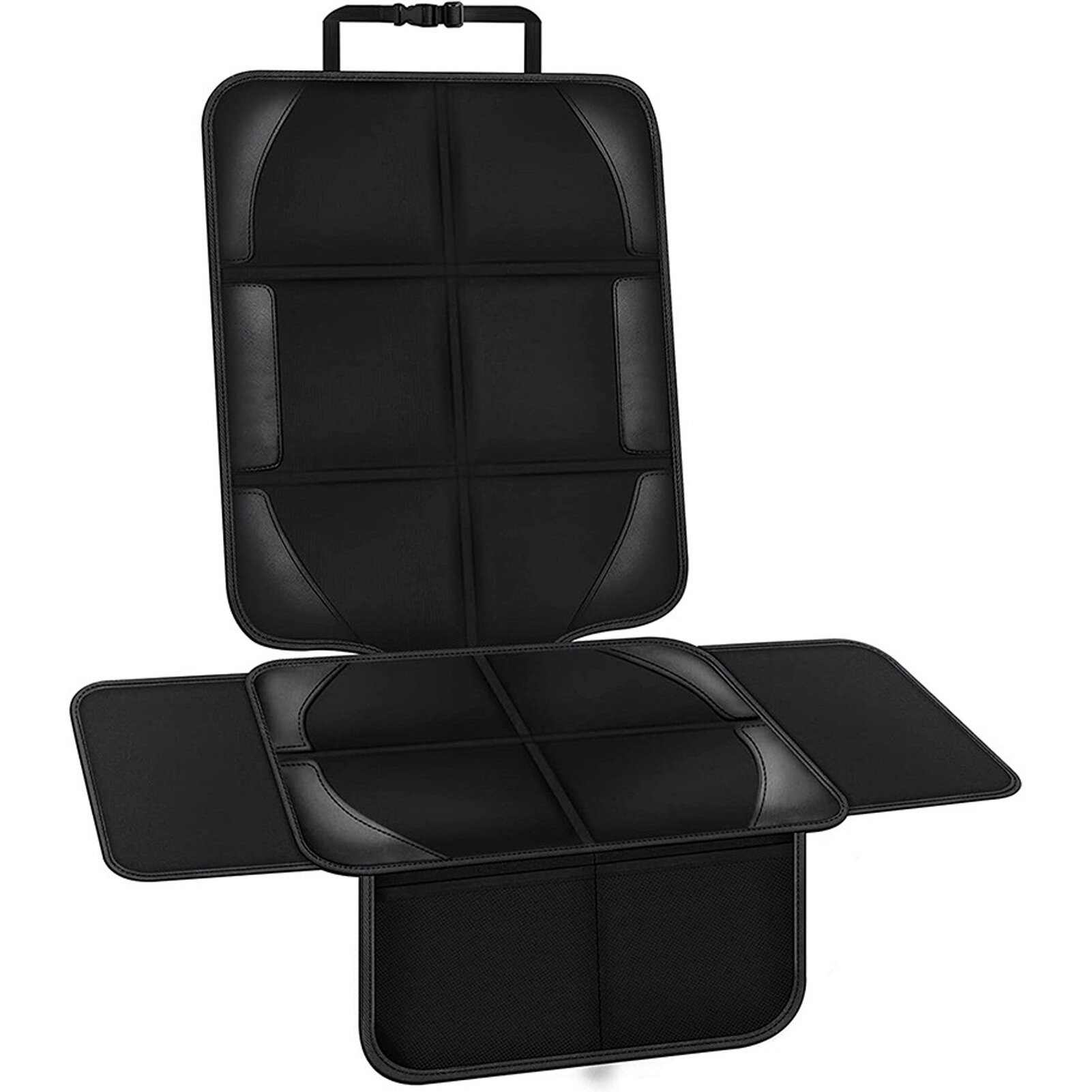 Защитный коврик для автокресла 600D для детского безопасного кресла кожаный коврик антискользкий и антифрикционный с сумкой для хранения для детей и животных черный/черный+красный (опционально) 250*230*130мм 570г 1шт