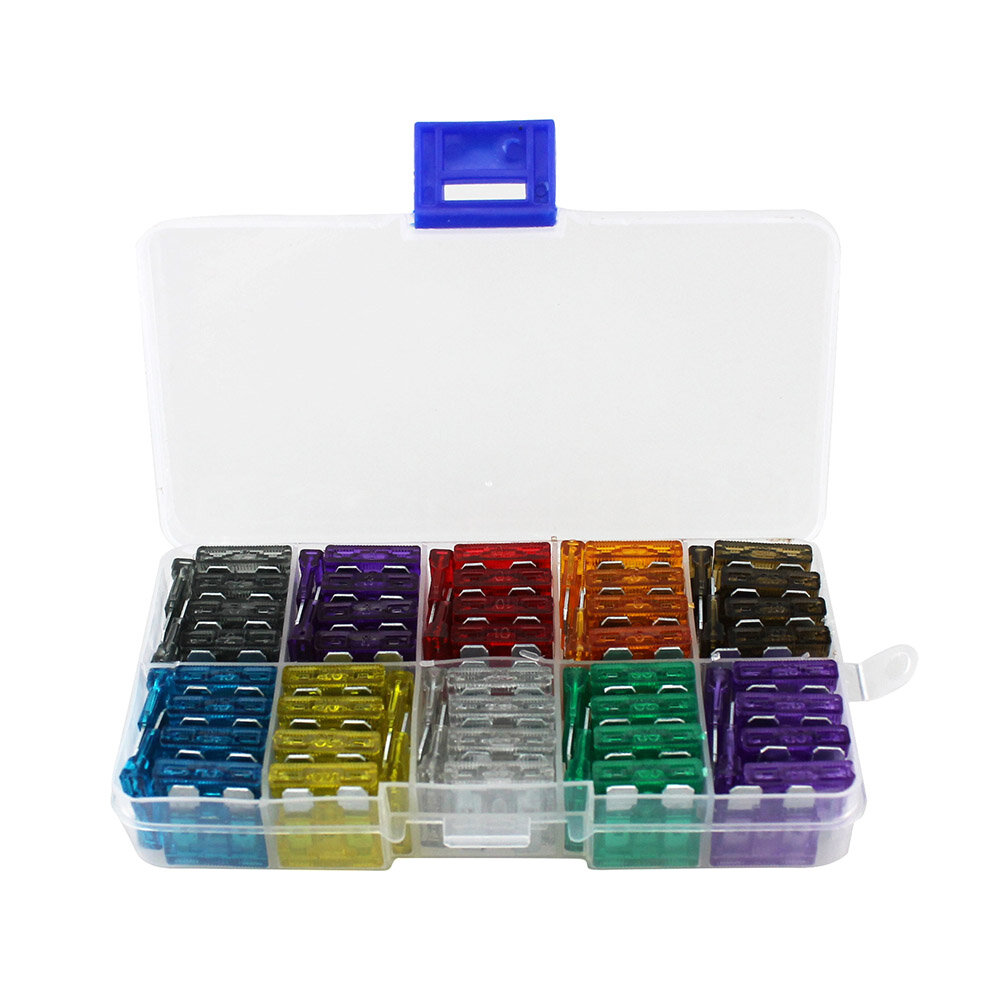 Набор из 100 стандартных автомобильных предохранителей 2A 3A 5A 7.5A 10A 15A 20A 25A 30A 35A для автомобилей, мотоциклов, лодок, грузовиков.