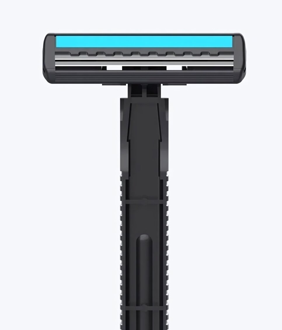 Бритва одноразовая Dorco TG-708, 2 лезвия с увлажняющей полоской, пластиковый корпус, черный с голубым