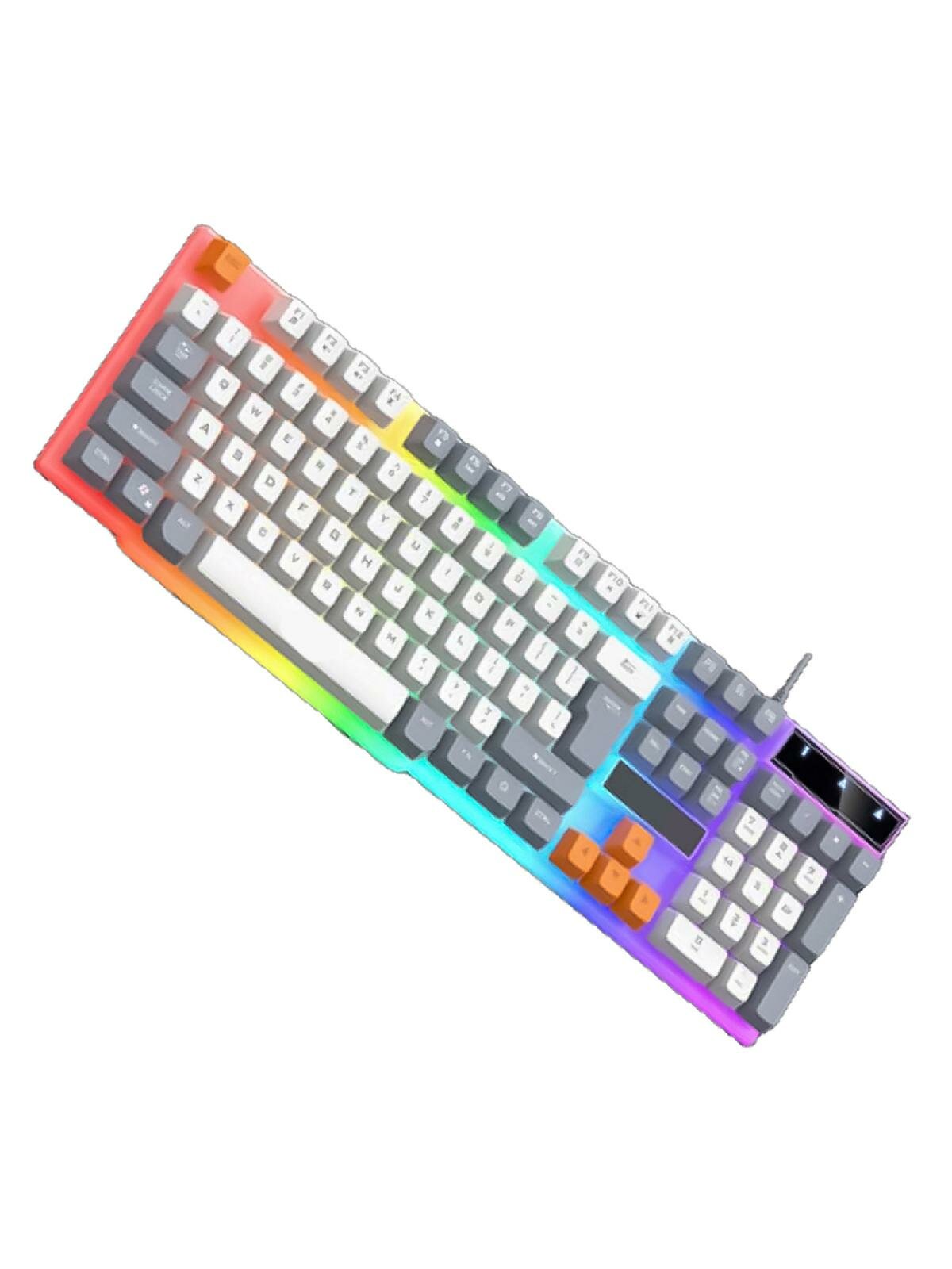 Breathing Backlits Gaming Keyboard 104Keys, Ergonomic USB Wire Keyboard USB Cable for PC Wire Connection Keyboard