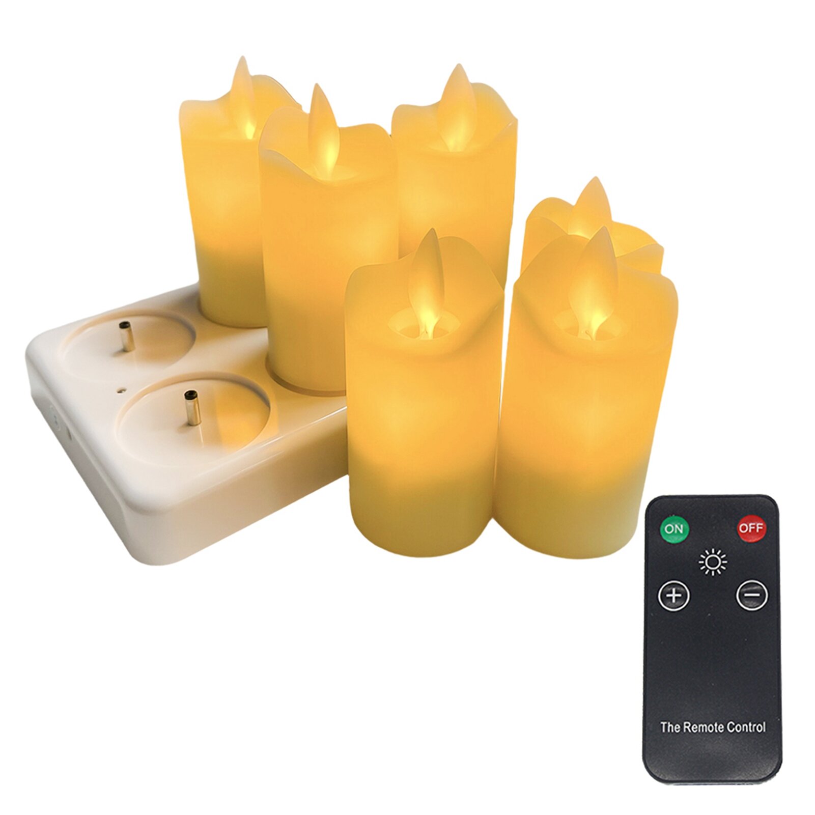 Flickering Flameless Candles Pack of 6 Rechargeable Realistic LED with 4-Key Remote Control Plastic Electric in Warm Yellow for Home / Halloween Christmas Party Wedding Festival Celebration Decor