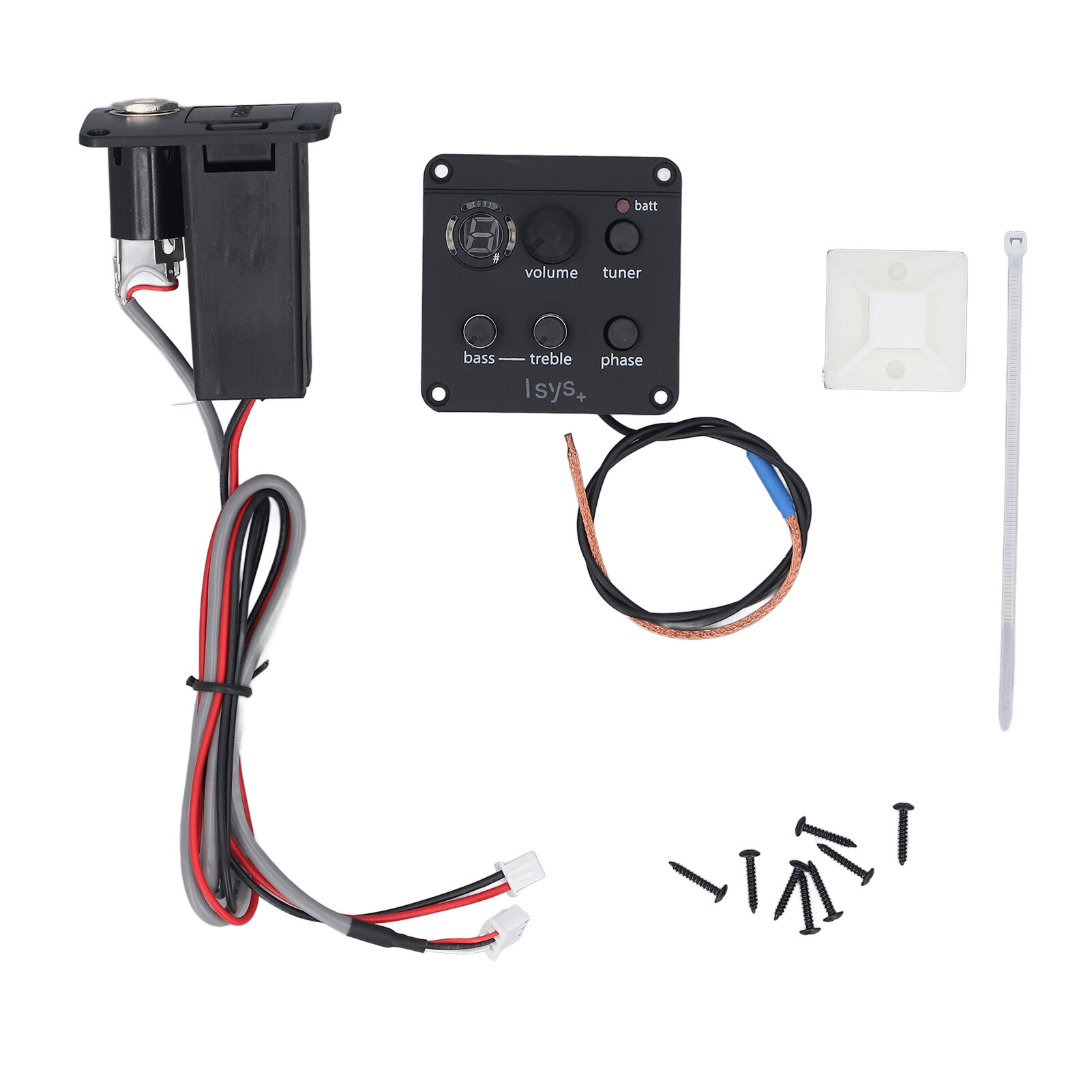 Гитарный звукосниматель, предусилитель, регулятор громкости, баса, высоких частот, фаза, встроенный 7-сегментный светодиодный тюнер, гитарный эквалайзер для ISYS Plus