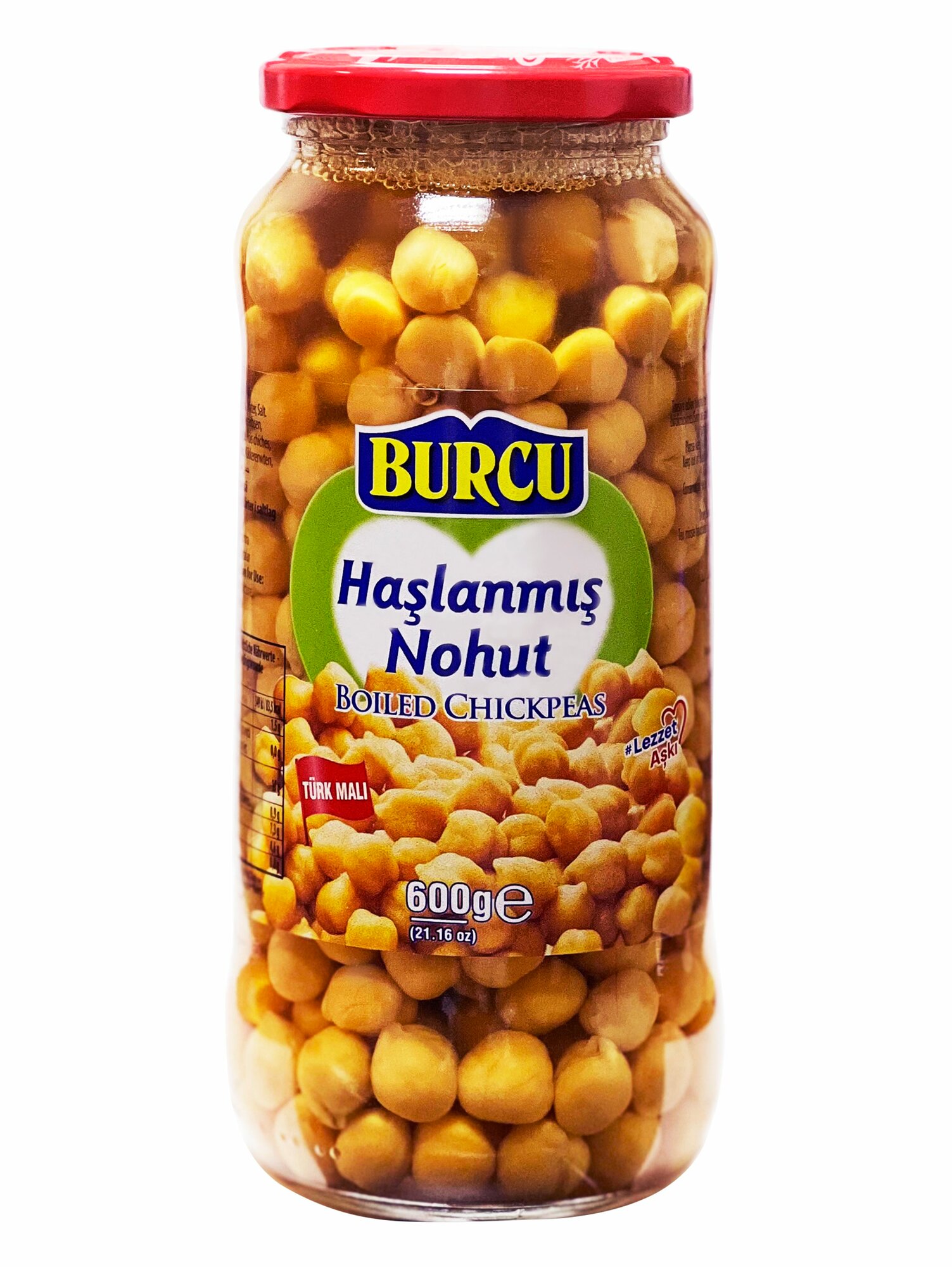 Турецкий горох Нут (отварной, консервированный), "Burcu", Haslanmis Nohut, 600гр.