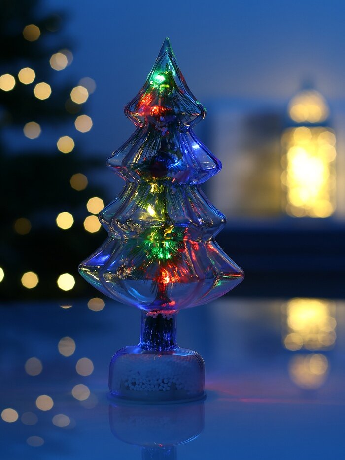 Светодиодная фигура «Ёлочка», 1 LED, 25 см, от батареек AAAх3, свечение RGB