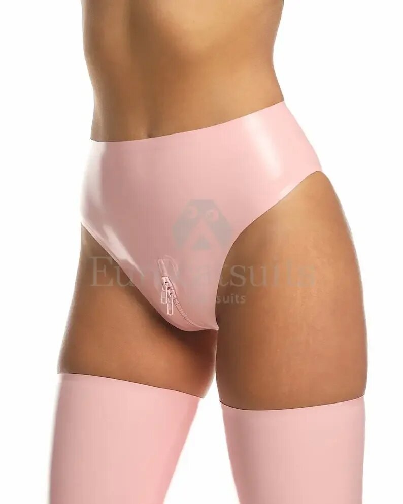 Розовые латексные трусы и гольфы pants6