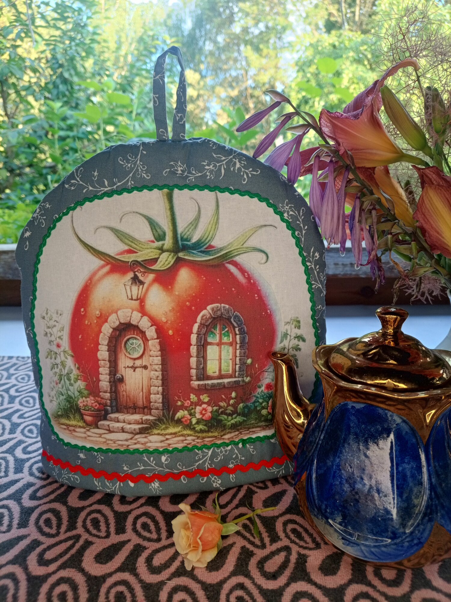 Грелка на чайник "Помидор" хлопок 27х28 см.