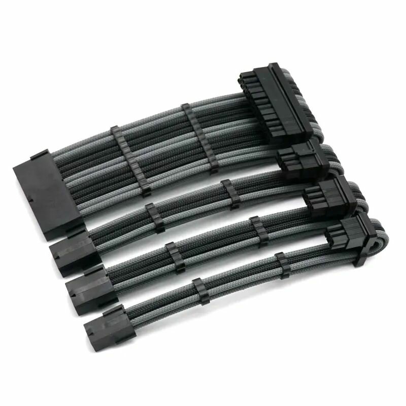 Комплект кабелей-удлинителей PCIe для ПК на 180 градусов, 24-контактный разъем материнской платы, 4+4-контактный разъем ЦП/ATX, 8-контактный разъем ГП, 6-контактный разъем ГП