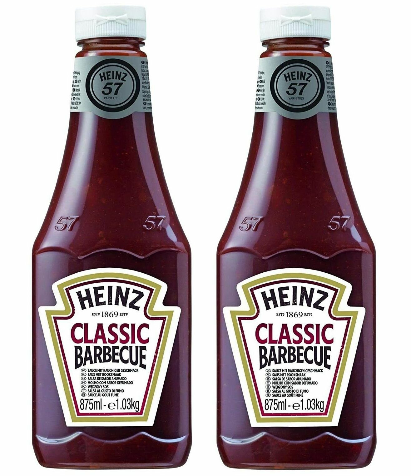 Соус Барбекю Barbecue BBQ Classic (импорт), Heinz, Нидерланды, 875 мл (1030 г) х 2шт