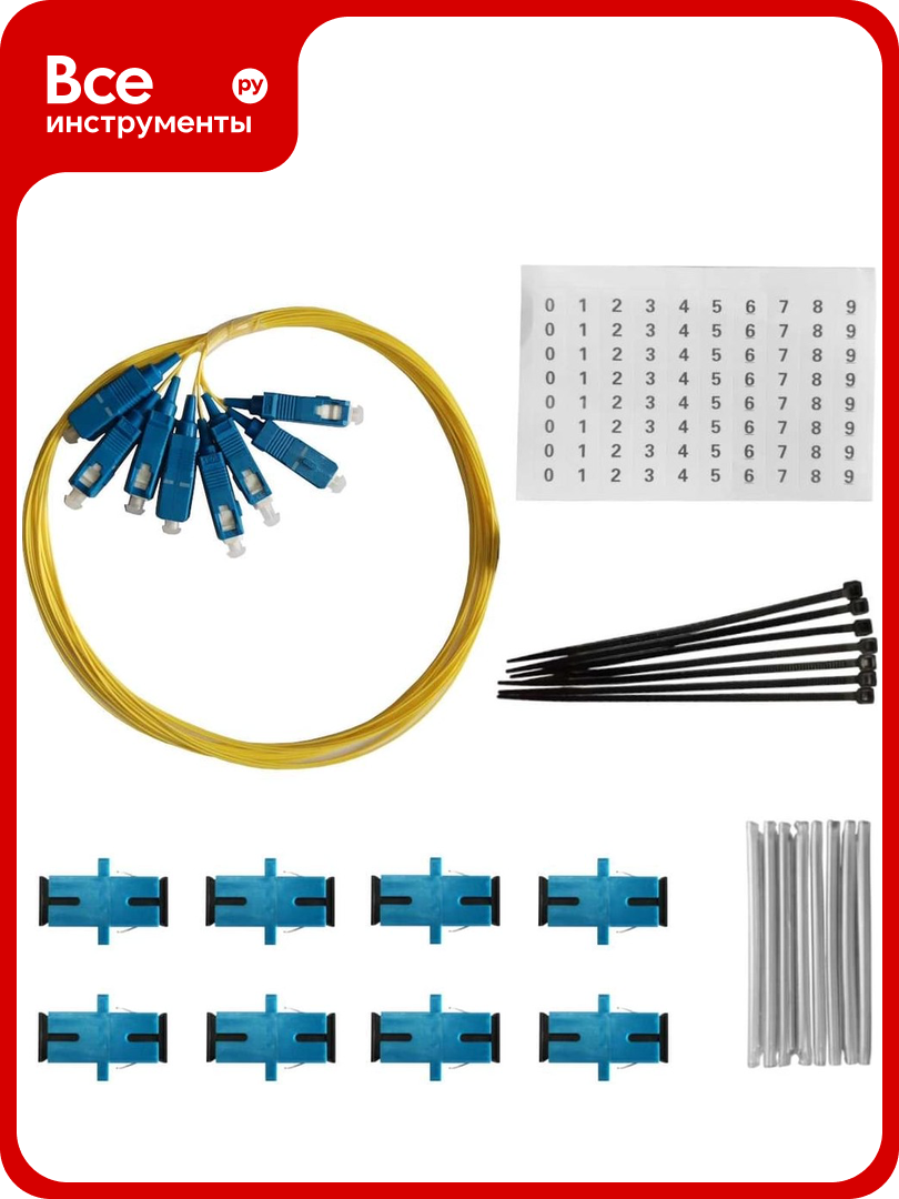 Комплект 8 портов Netlink sc/upc ( pt SC/UPC 9/125, Хомут nylon 2,5x100 мм, SC/UPC SM, 60 мм) УТ-00002096