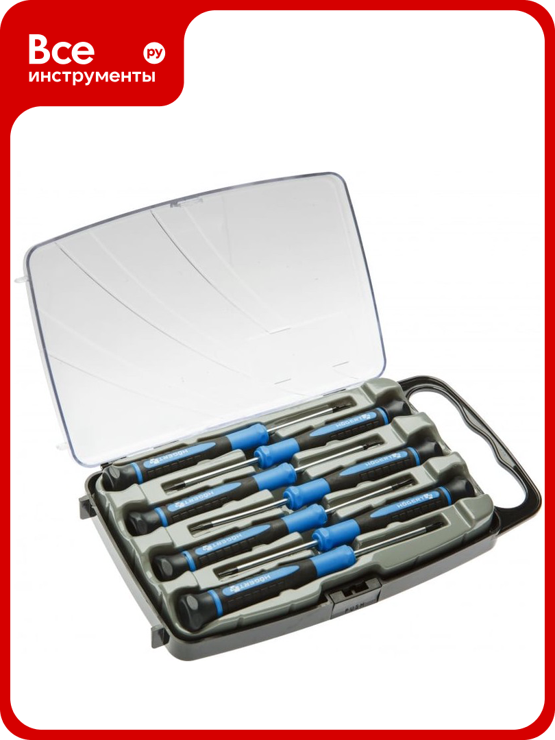 Набор, HOEGERT, часовых отвёрток в футляре HOEGERT TECHNIK 7 шт. HT1S270, высококачественной инструментальной стали