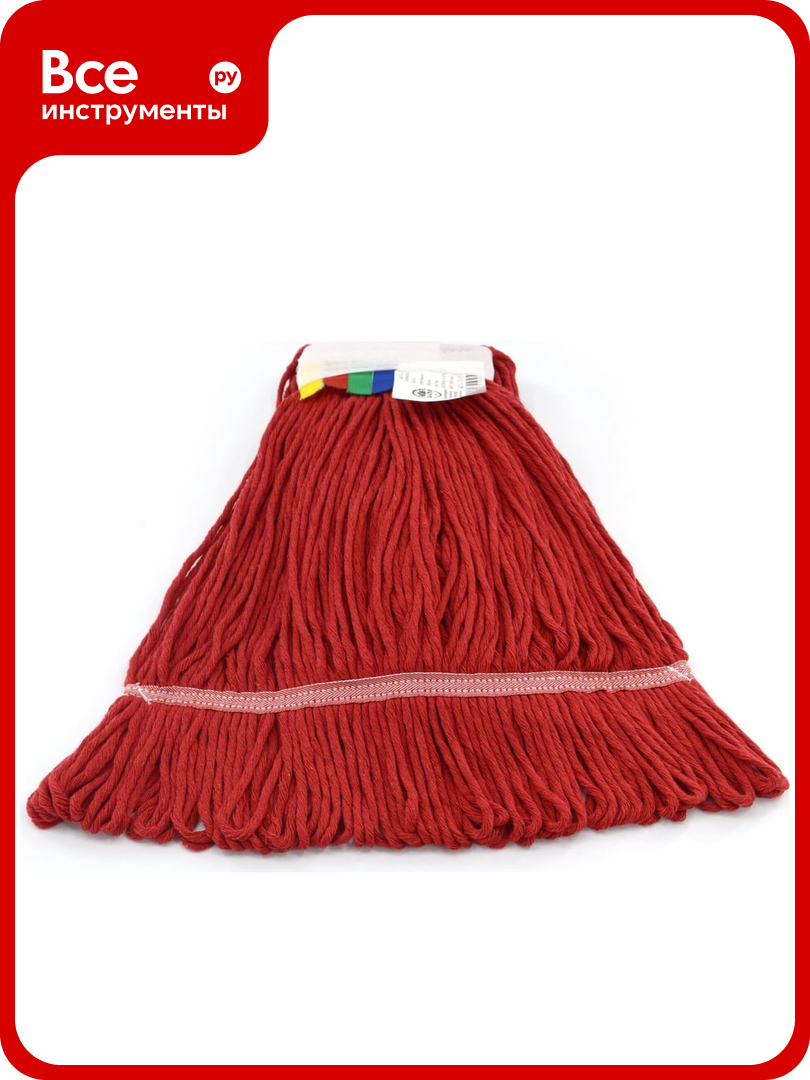 Моп кентукки A-VM с хлопковой насадкой, красный цвет, зажим типа Кентукки, предназначен для влажной уборки пола