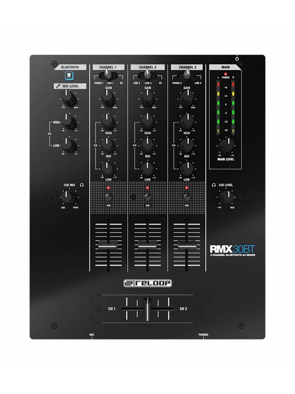 DJ микшер Reloop RMX-30 BT с поддержкой Bluetooth, входами 3 x Line/Phono Stereo RCA