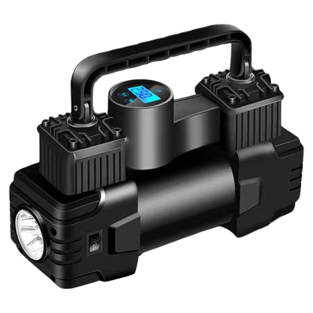 Автомобильный шинный насос 12 В 150 фунтов на квадратный дюйм с манометром, мини-воздушный компрессор со светодиодной подсветкой, сверхмощный портативный металлический воздушный компрессор Deluxe, Черный
