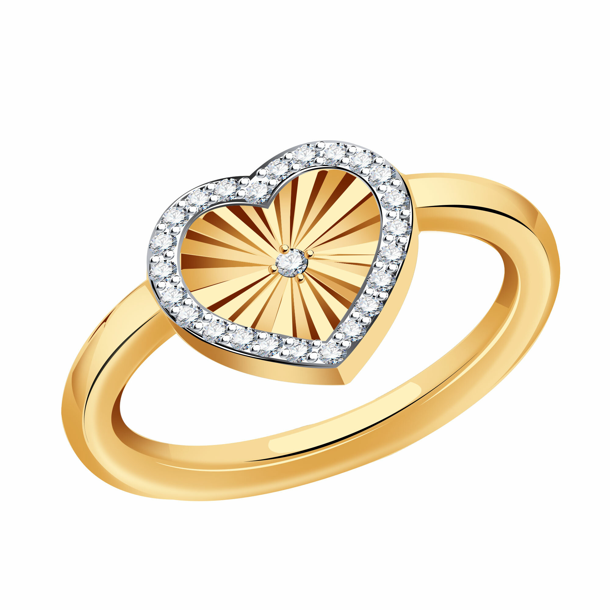 Кольцо, красное золото, 585 проба, фианит