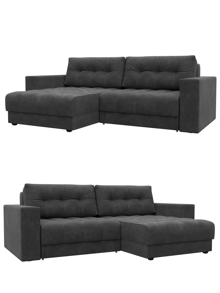 Диван угловой Лазурит 235x91x159 см, с универсальным углом, спальное место 143х192 см, ящик для белья, велюр