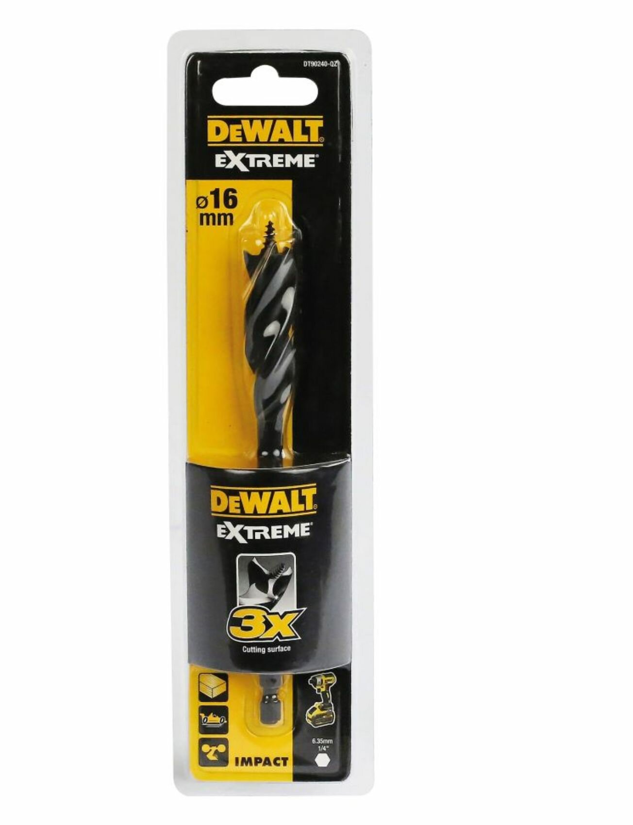 Сверло по дереву DEWALT Extreme Impact, 16x132x152 мм, 1 шт. (DT90240-QZ)