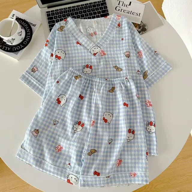 MINISO Hello Kitty шелковая пижама женская, Strap suit, MWeight 40-50KG