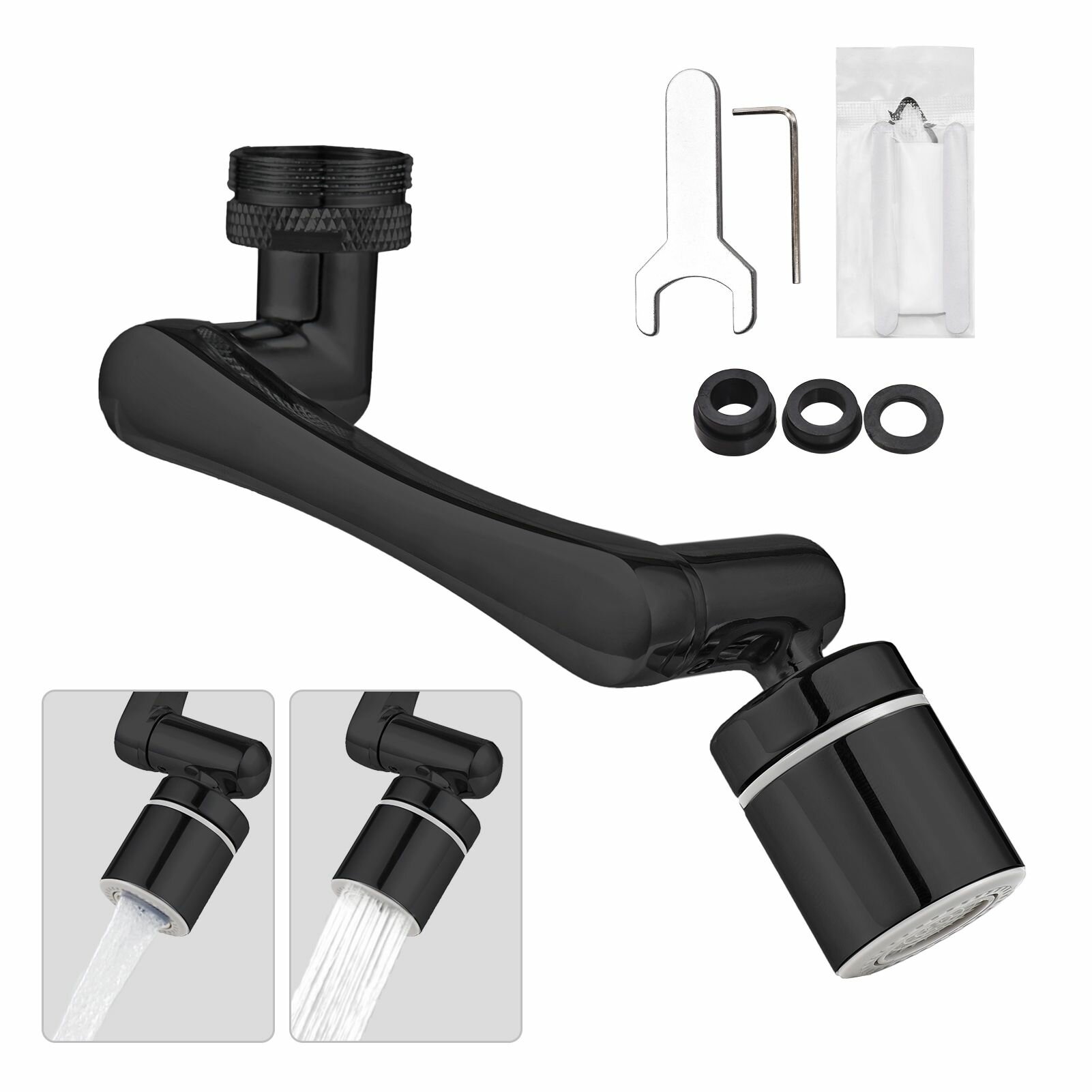 Поворотный на 1440 смеситель многофункциональный удлинитель с 2 режимами выхода воды, плоский антинапорный смеситель для ванной комнаты и кухонных моек