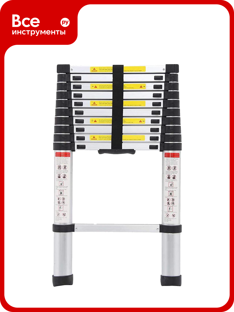 Телескопическая алюминиевая лестница Алюмет 1х11 ступеней. Серия TLS 3.2, транспортировки и установки