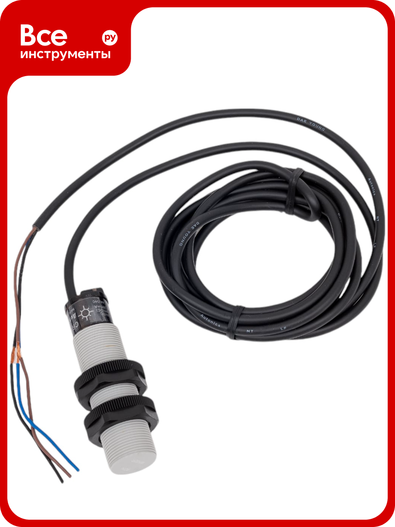 Емкостной датчик приближения Autonics CR18-8DN, NPN NO, цилиндрический корпус, защита IP66, заподлицевая установка