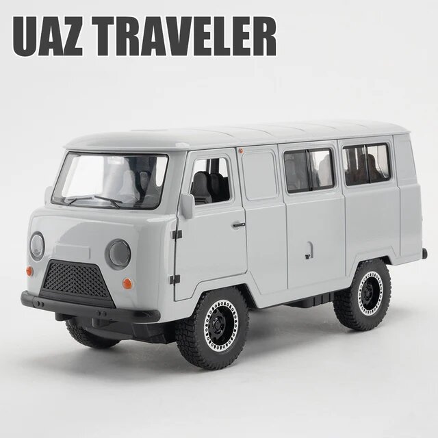 Новая 1:18 русская модель УАЗ TRAVELER 452 VAN из литого сплава и игрушечных машин. Металлическая игрушечная модель машинки. Коллекция игрушек со звуком и светом. Детская игрушка.