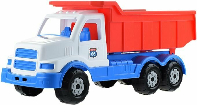 Автомобиль-самосвал "Сталкер" с откидным кузовом, игрушечная машинка для детей, пластиковая игрушка для песочницы и дома, цвет бело-синий