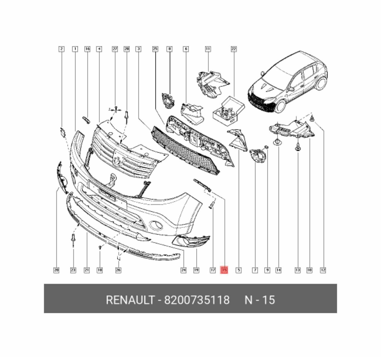 Кронштейн Пер. бампера Лев. [Org](Renault 8200735118)
