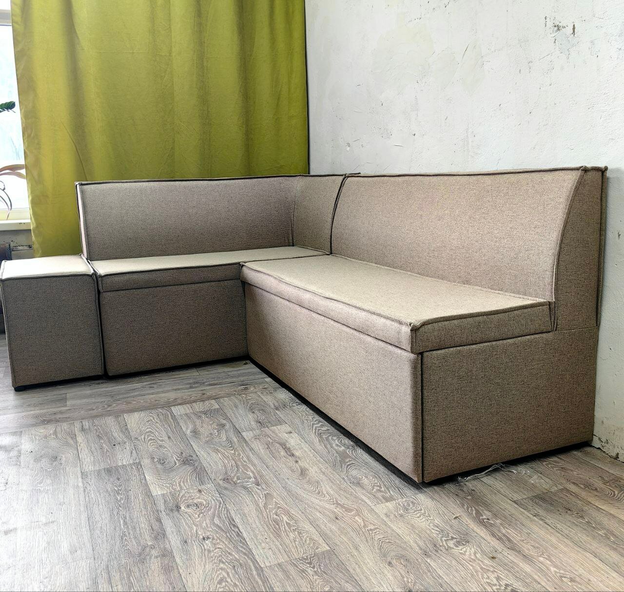 Кухонный уголок "Кайрал", 200x140 см, с ящиком для хранения и мягким спальным местом, левый угол, бежевый