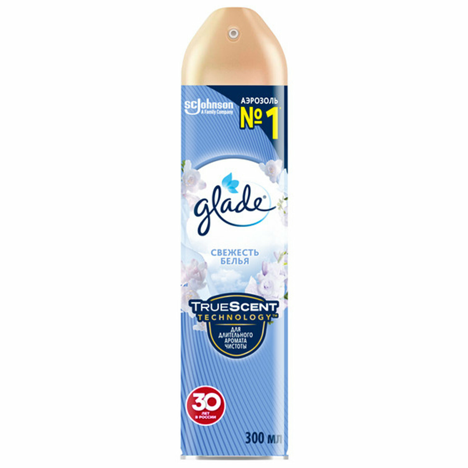 Освежитель воздуха аэрозольный 300 мл, GLADE "Свежесть белья", 864930 (цена только за 1 шт.)