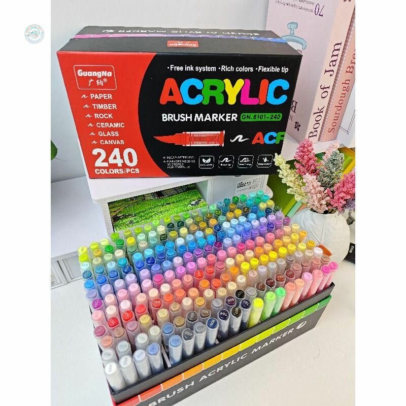 Акриловые маркеры GuangNa 240 цветов с мягким наконечником для рисования, каллиграфии и декора, водостойкие и светостойкие