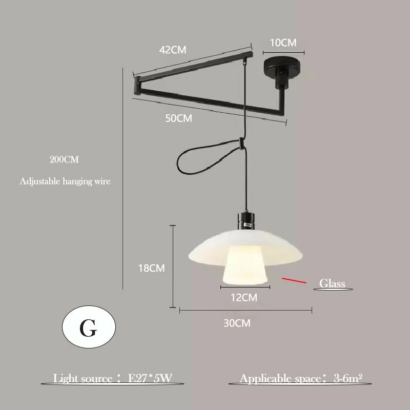 Качающаяся люстра для обеденного стола белая