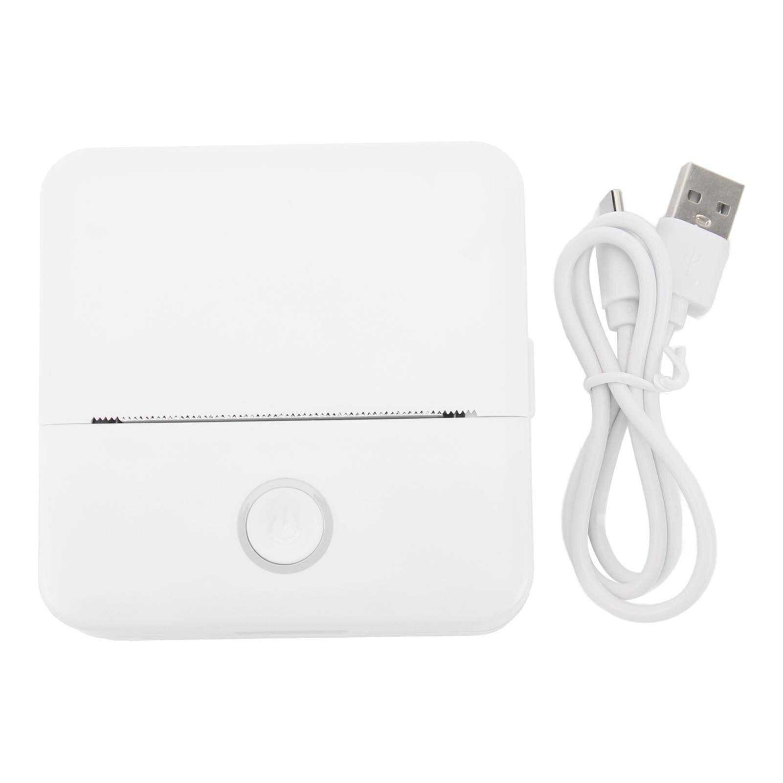 Мини -портативный тепловой принтер без чернил карманный принтер с приложением для изображений ретро -стиль фотографий квитанции примечания списки метки меморандумы QR QR x33 Белый