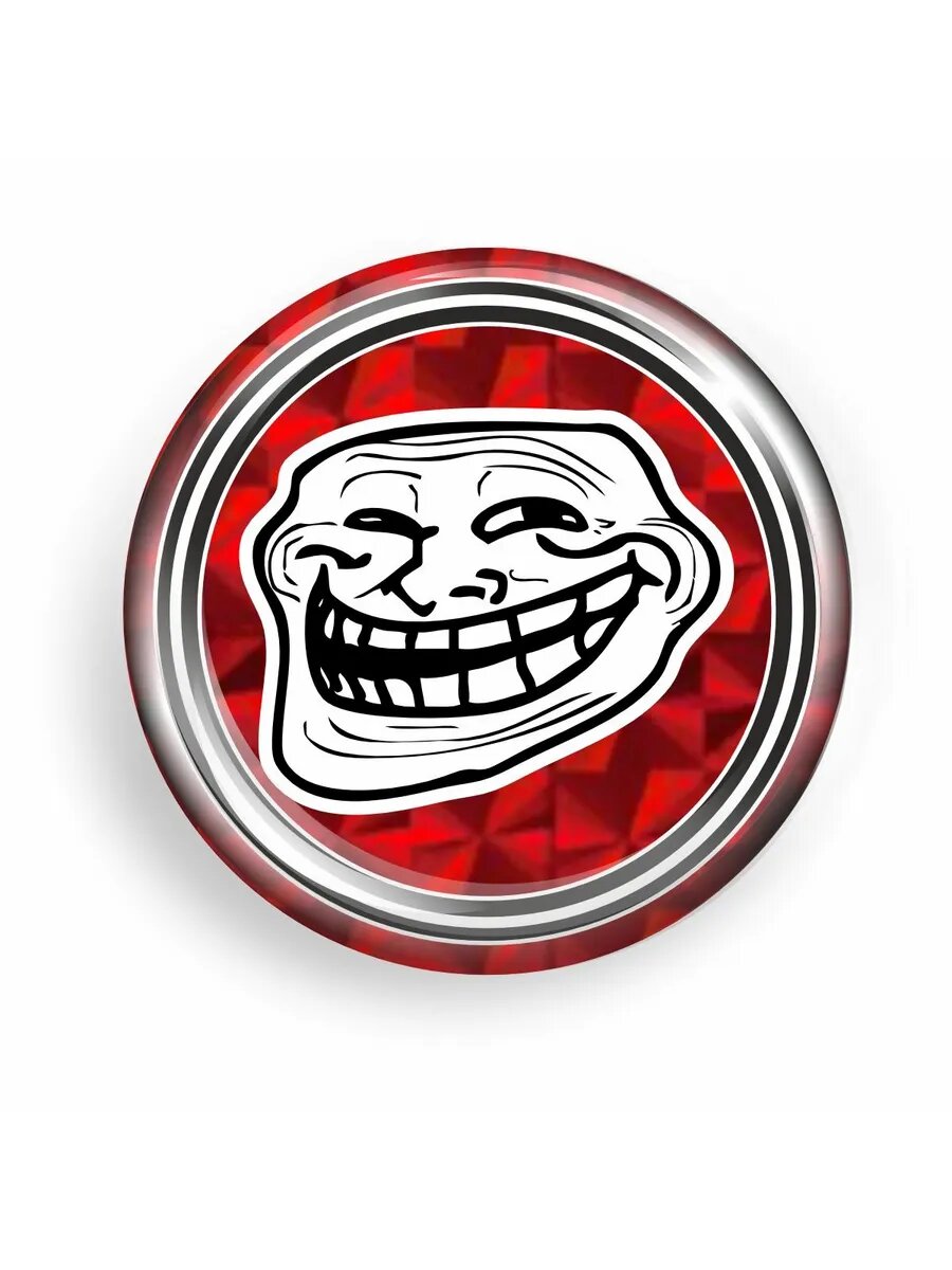 Наклейка 60х60мм "TROLL FACE (вид№1)" (полимер, голог.)