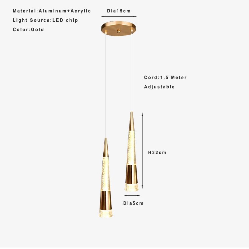 Подвесной светильник FUMI LIGHTING FM69970 золотистый, 2-light, warm white 3000K