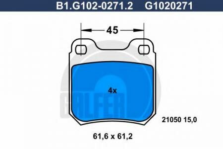 Колодки тормозные задние, B1G10202712 Galfer B1. G102-0271.2