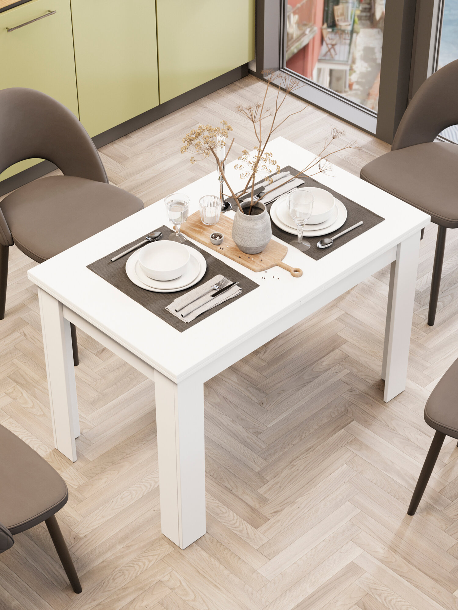 Стол кухонный , раздвижной Трия Промо тип 4 110х67 см. ЛДСП, белый