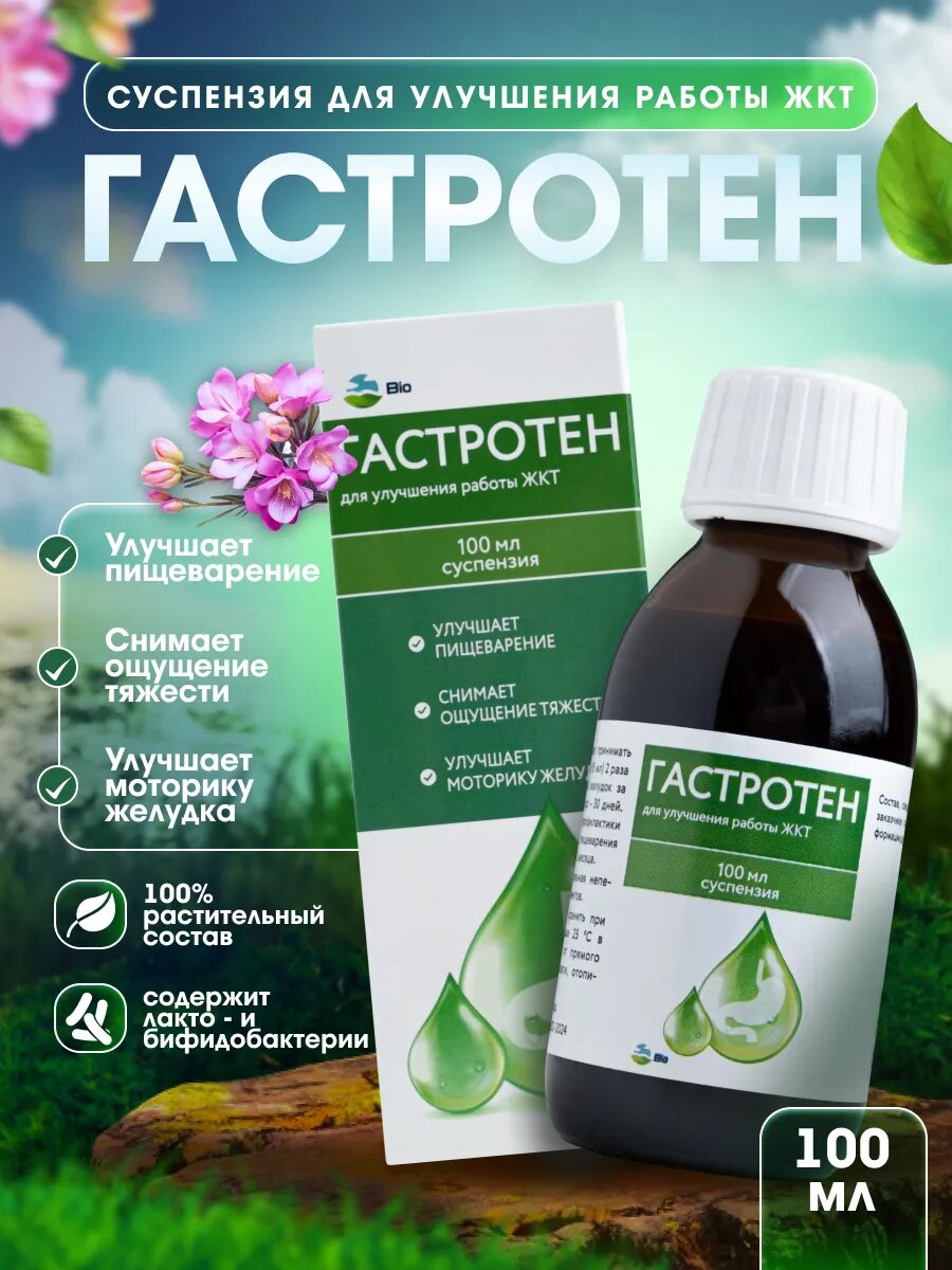 Сироп BIOSFERA Гастротен, мята, без ГМО, для желудка и кишечника