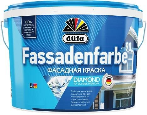 Краска Фасадная Dufa Fassadenfarbe RD90 9л Белая, Матовая, Акрил-Латексная, Атмосферостойкая.
