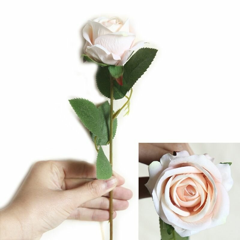 Имитирующий цветок розы из жемчужной фланели-Шампанское