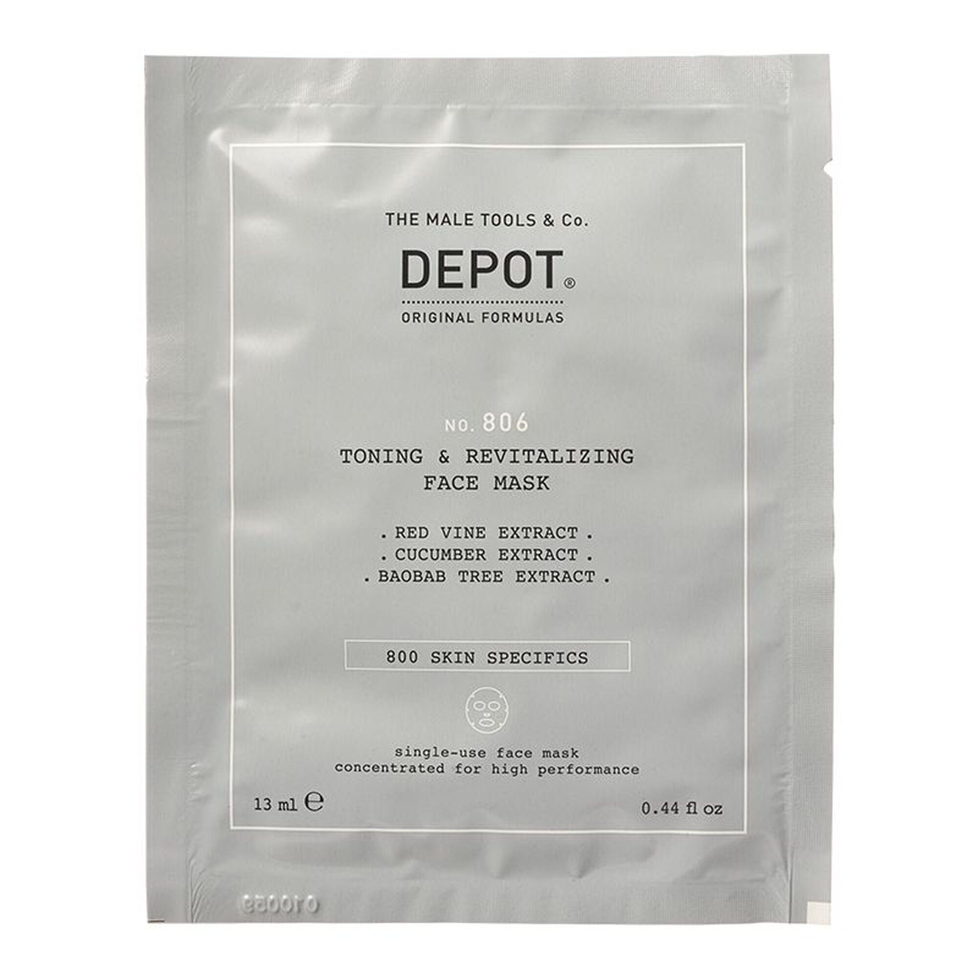 Depot Тонизирующая и восстанавливающая маска для лица, мужская no.806