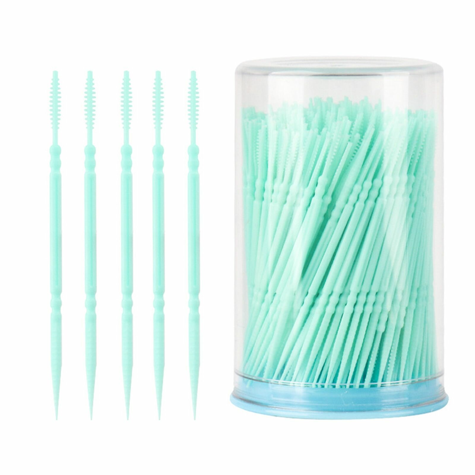 Многоразовые пластиковые чистящие средства с двухсторонними наконечниками для ухода за зубами небольшим футляром