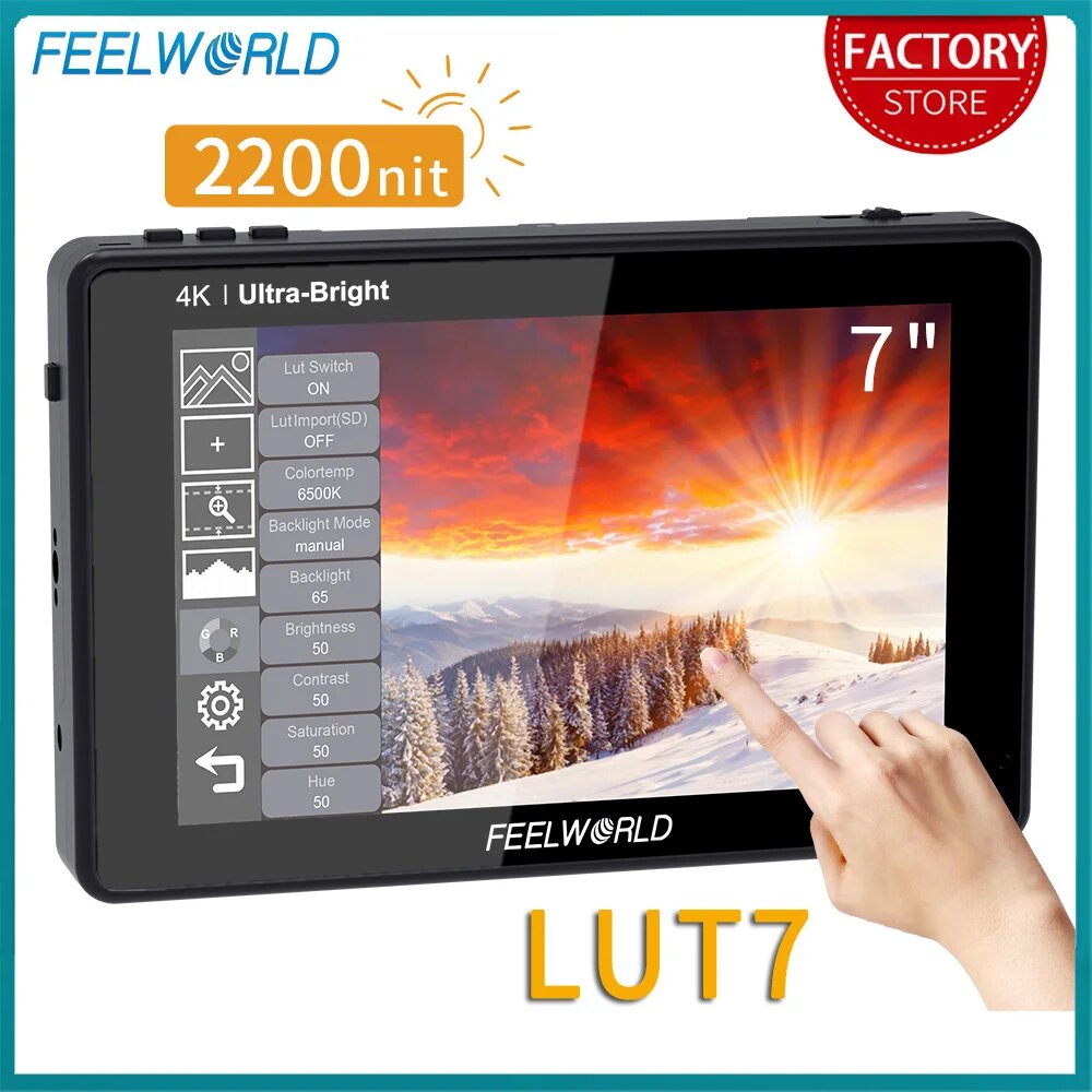 7-дюймовый 2200nits камера с сенсорным экраном полевой монитор FEELWORLD LUT7 с 3D LUT HDMI Входной выходной сигнал форма векторскопа гистограмма