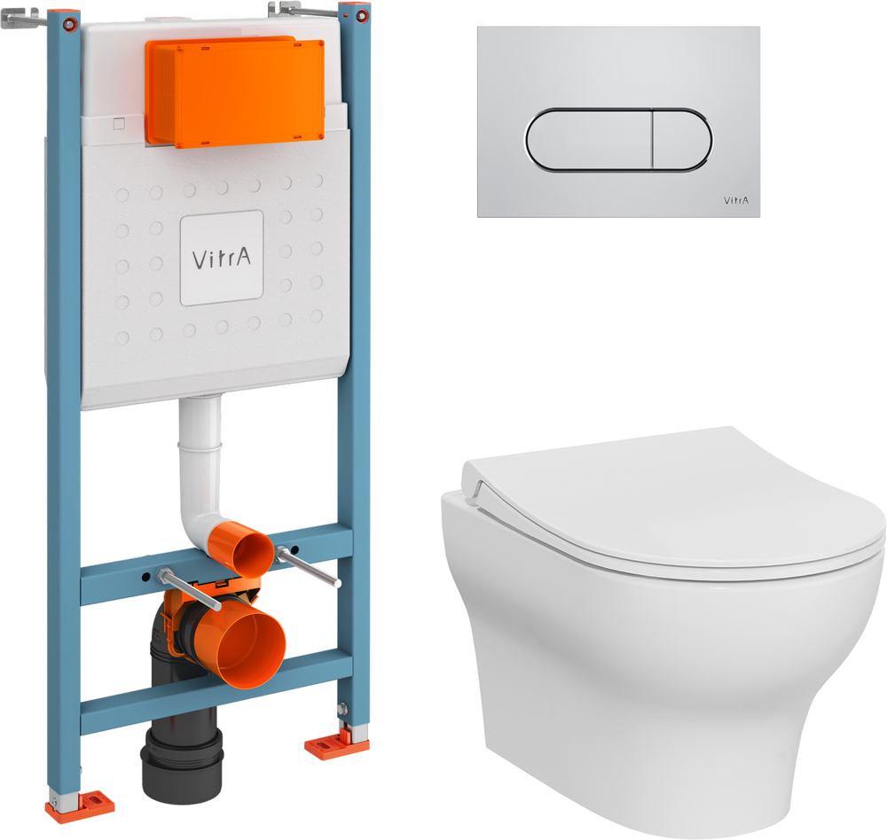 Комплект Унитаз подвесной VitrA Zentrum Round белый глянцевый + Крышка с микролифтом, петли хром + И