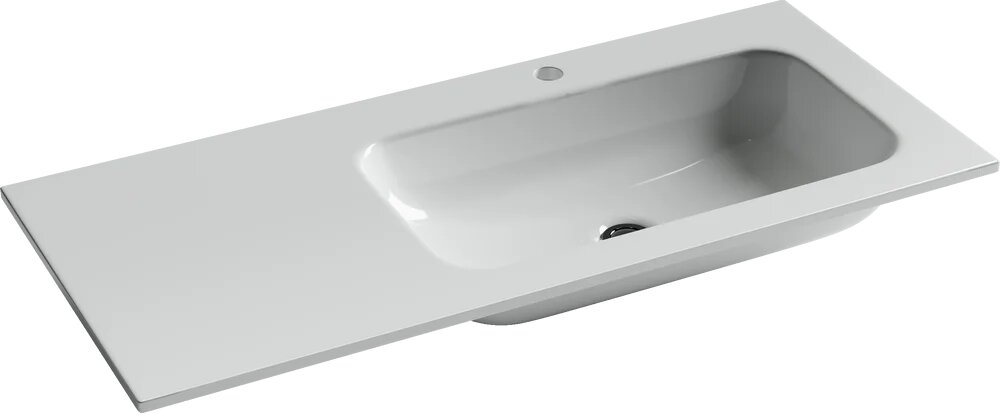 Мебельная раковина Ceramicanova Grace CN7015 101 с левым крылом, накладная, фарфоровая, белая, раковина для ванной, прямоугольная