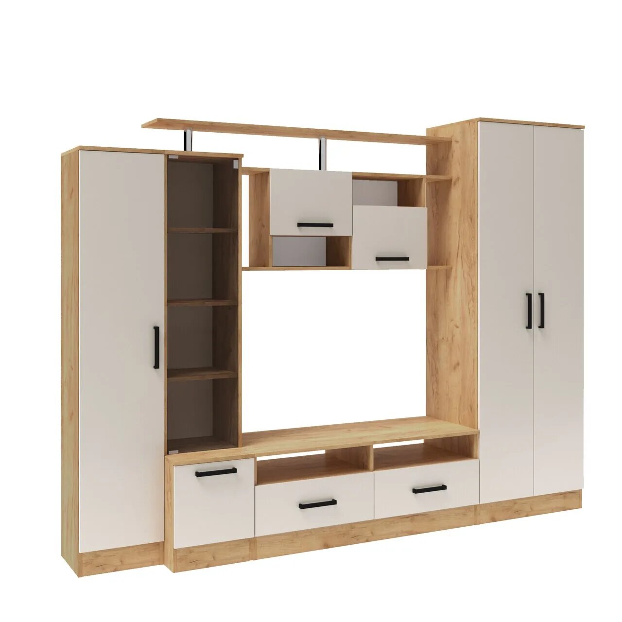 Гостиная «Оскар-5» ЛДСП (Дуб крафт золотой/Кашемир) 250х45х192