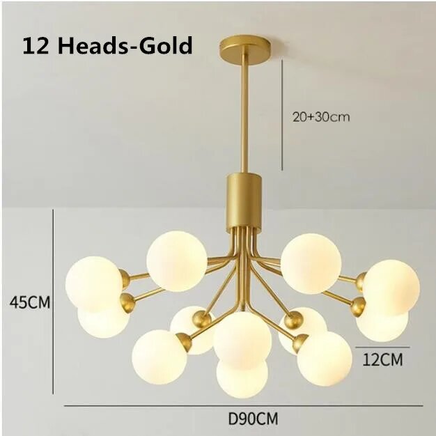 Золотая люстра HomeLover 3 color, 12 Heads Gold