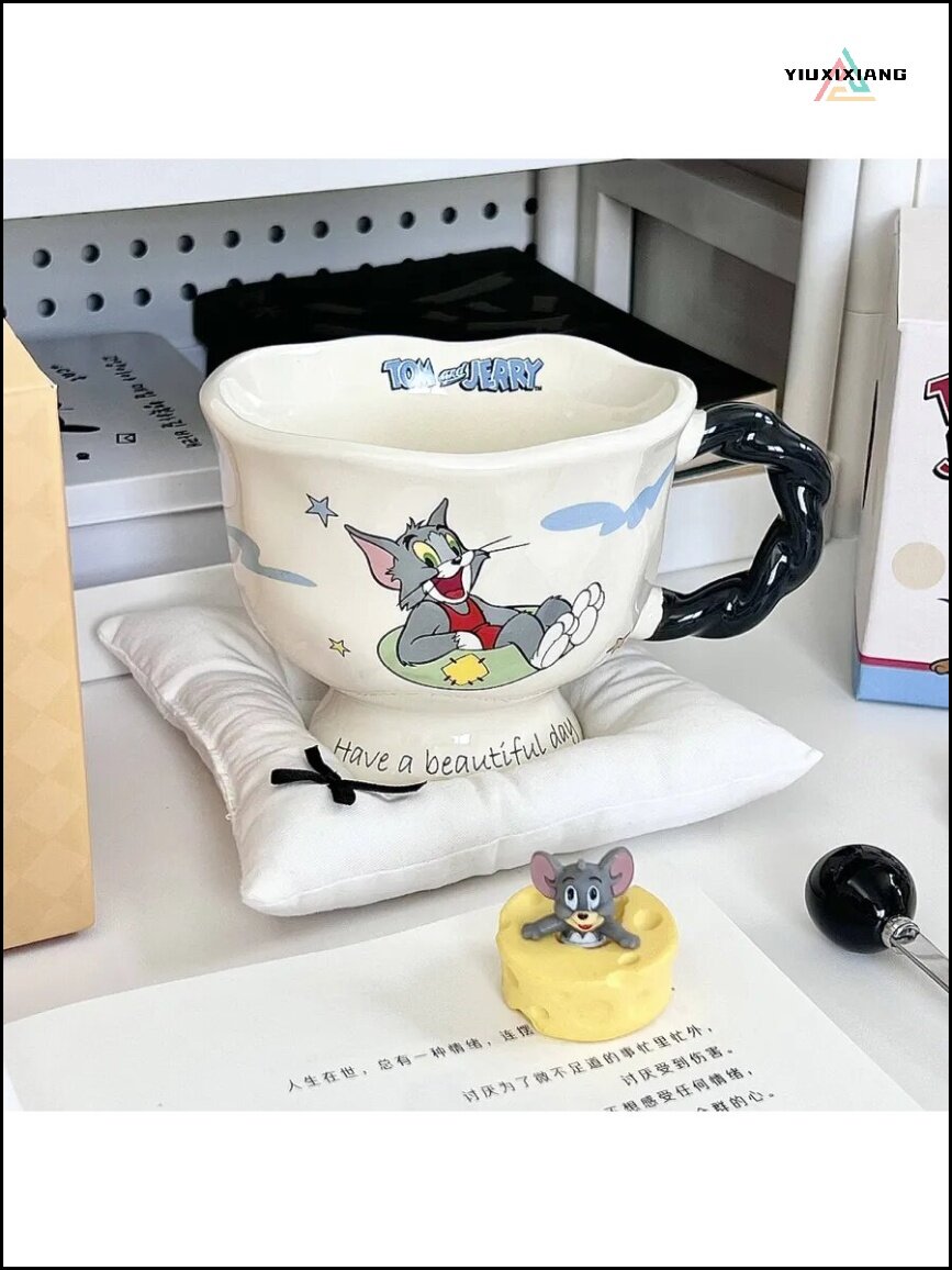 Эксклюзивная белоснежная кружка Disney с Томом и Джерри 350 мл из керамики для посудомойки и СВЧ